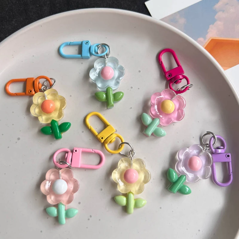 Acrylic-Flower-Car-Key-Chain-Color-Diy-Flower-Keychains-Pendant-Student ...
