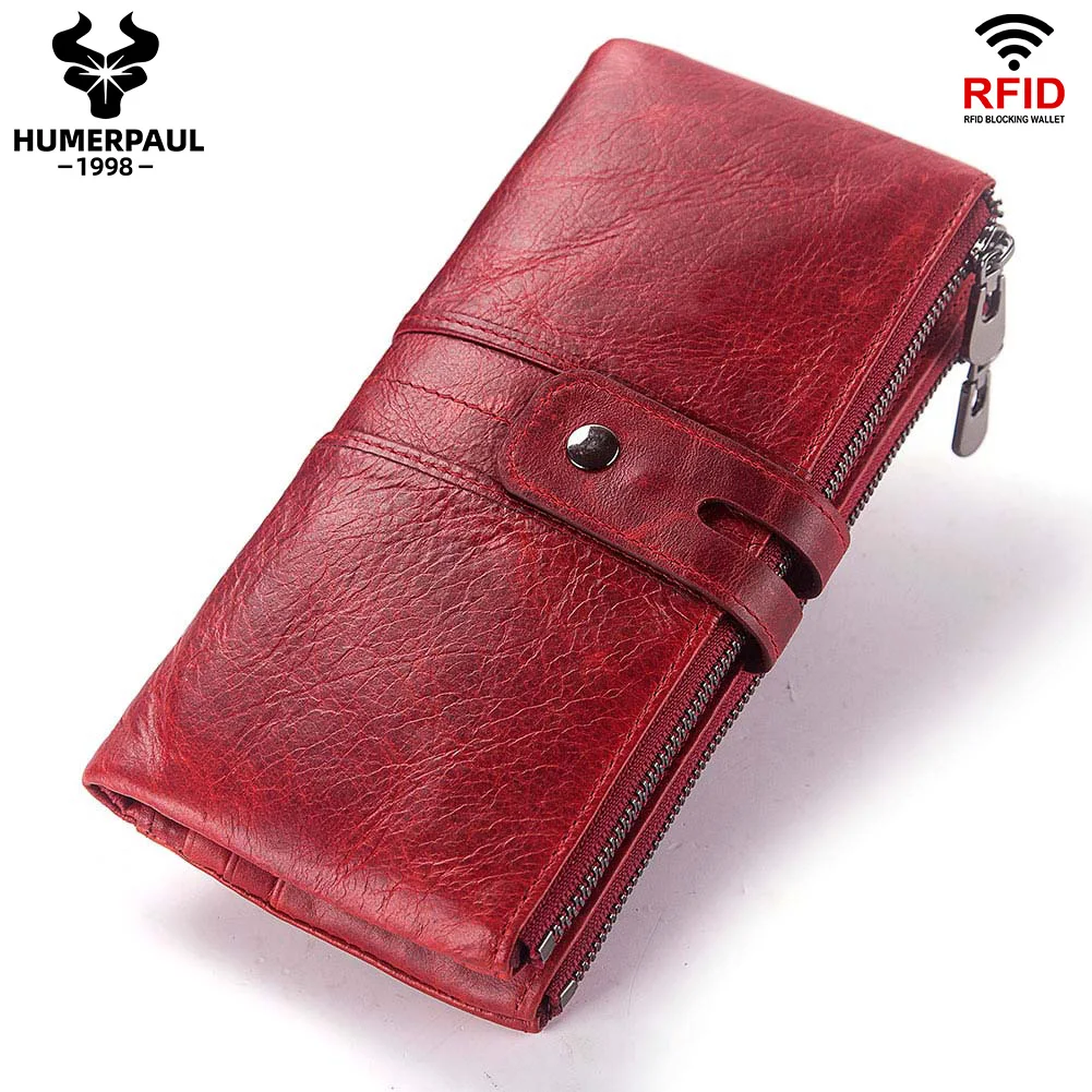 HUMERPAUL RFID Women's Wallet Genuine Leather Multifunctional With Zip ...