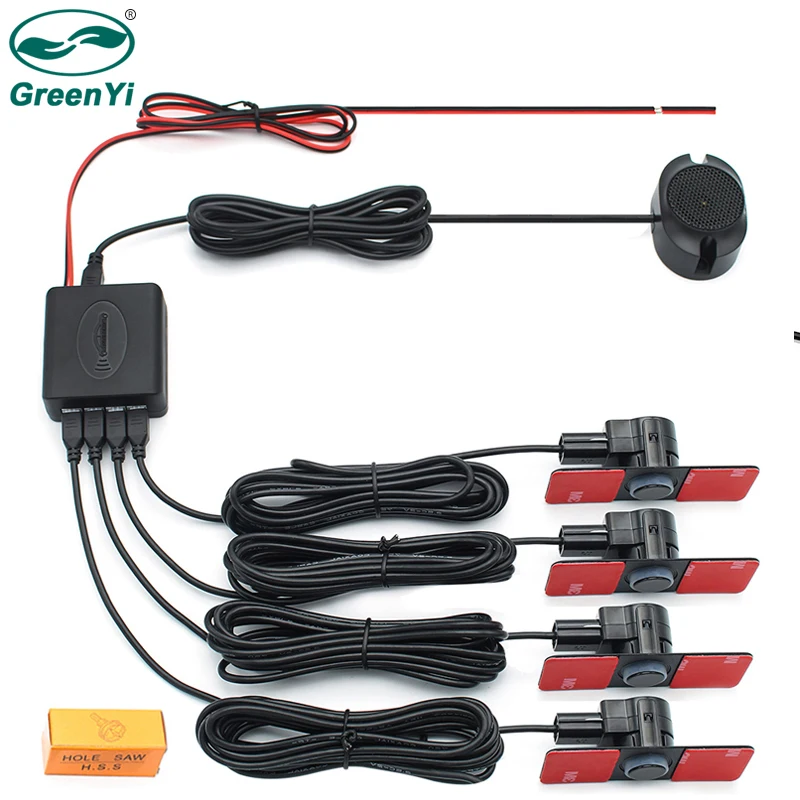 GreenYi Car Parking Sensors Parktronics 4 White/Silver/Black Sensors ...