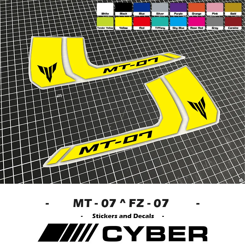 For-YAMAHA-MT-07-FZ-07-Black-White-Font-Solid-Color-Sticker-Decal-FZ07 ...
