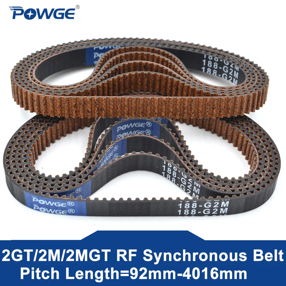 POWGE 2MGT 2GT RF Synchronous Timing belt Pitch length 110/112/158/188/200/280/300/320mm width ...