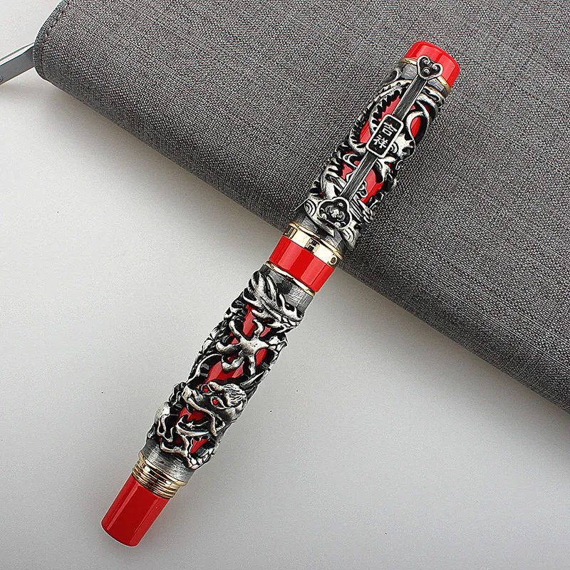 Luxury Jinhao Metal Vintage FOUNTAIN PEN Dragon Phoenix INK PEN Cap ...