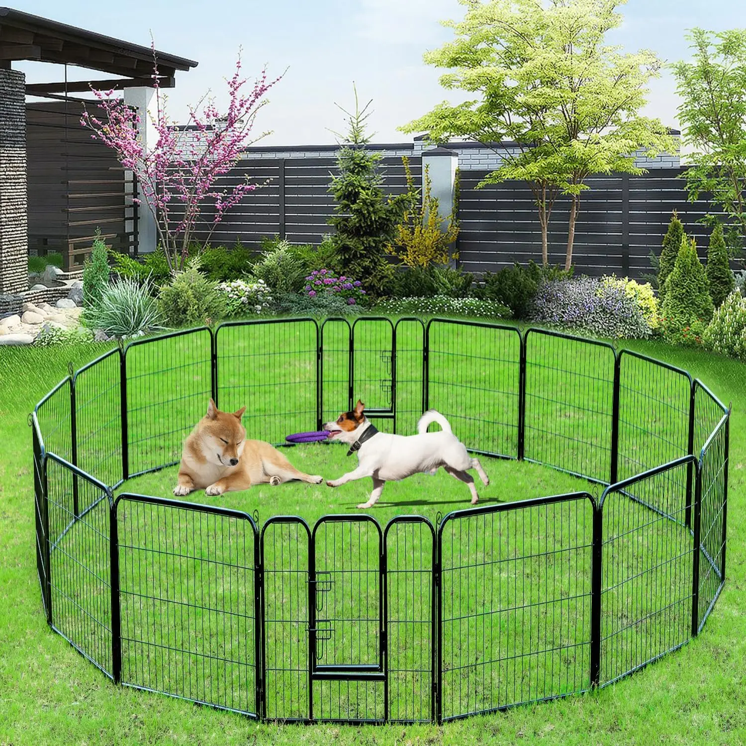 Dog-Playpen-Pet-Dog-Fence-40-inch-Height-16-Panels-Metal-Dog-Pen ...