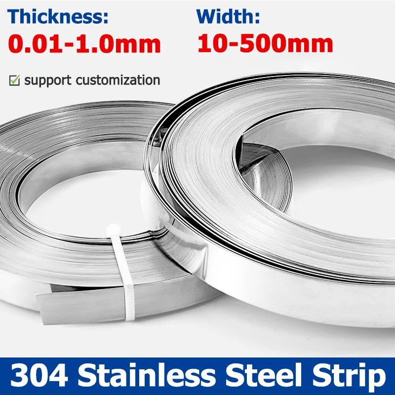1Meter 304 Stainless Steel Strip Sheet Thickness 0.01-1mm Steel Coil ...