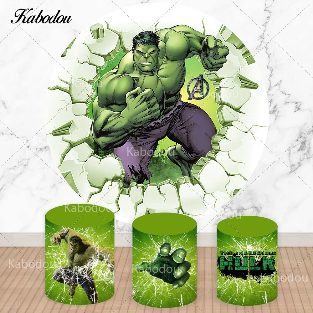 Green-Guy-Hulk-Round-Backdrop-Marvel-Smash-Superhero-Kids-Birthday ...