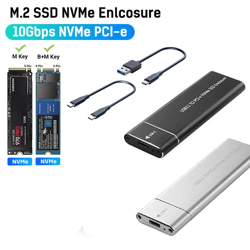 M.2 NVME SSD 인클로저 외장 M2 NVMe 케이스 M2 USB 3.1 타입 C 10Gbps 어댑터 M 키 HD 스토리지 ...