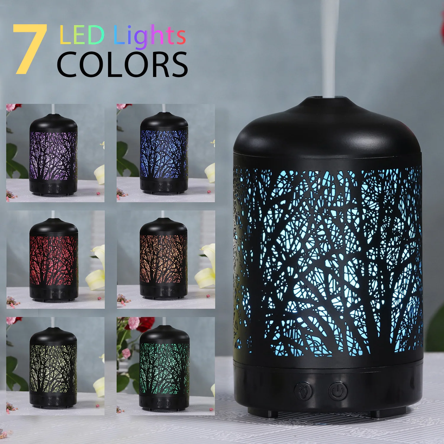 Branch-Iron-Art-Air-Humidifier-Essential-Oil-Diffuser-100ML-With-Lights ...