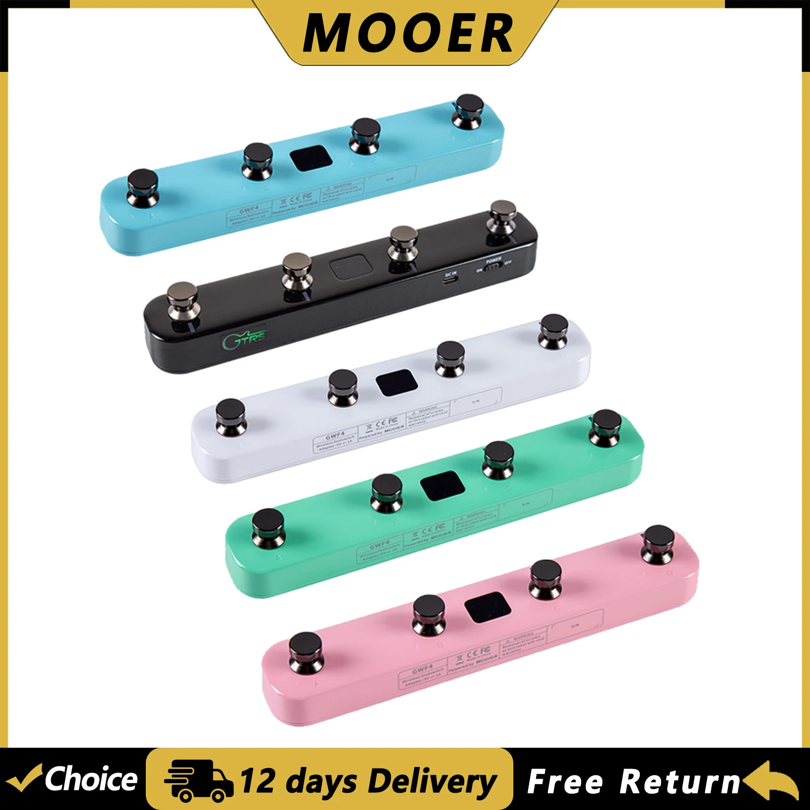 MOOER GWF4 Footswitch Wireless Switch Pedal Controller for Prime P1 ...