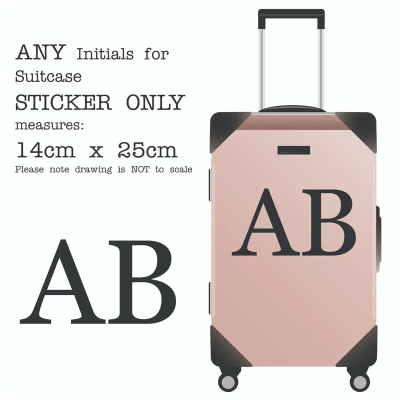 Personalised Luggage Name Sticker for Travel Suitcase Large Initials ...