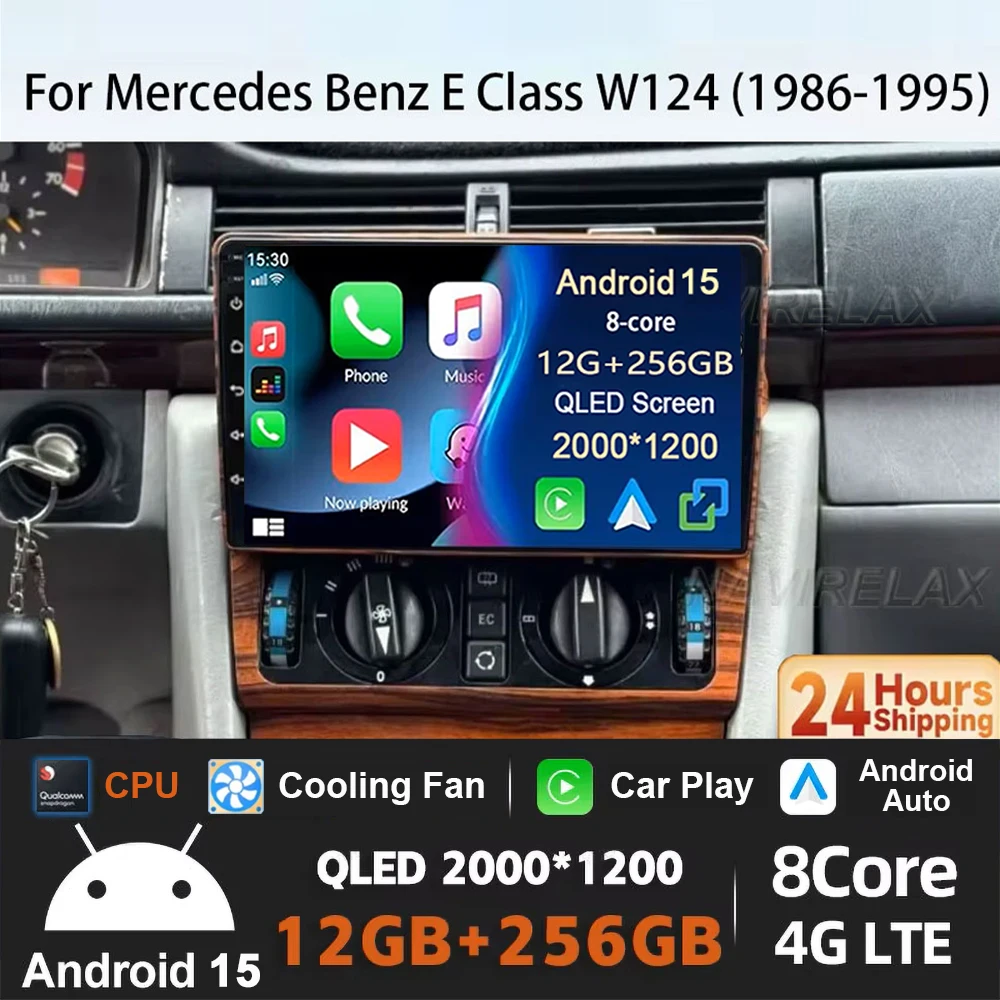 Android 15 2K QLED radio de coche para Mercedes Benz Clase E W124 1986 ...
