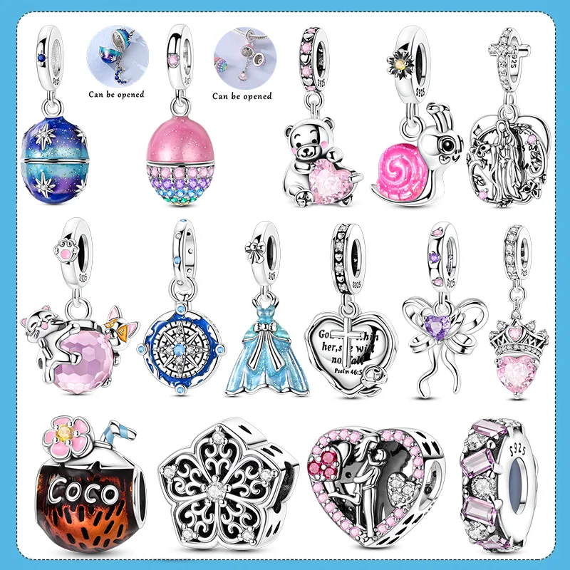Charms 925 Sterling Silver Princess Dress Snail Heart Pendants Fit ...