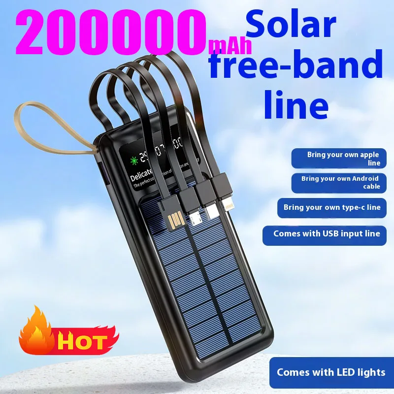 Solar-power-Bank-200000mAh-With-Built-in-Cable-Lightweight-And-Large ...
