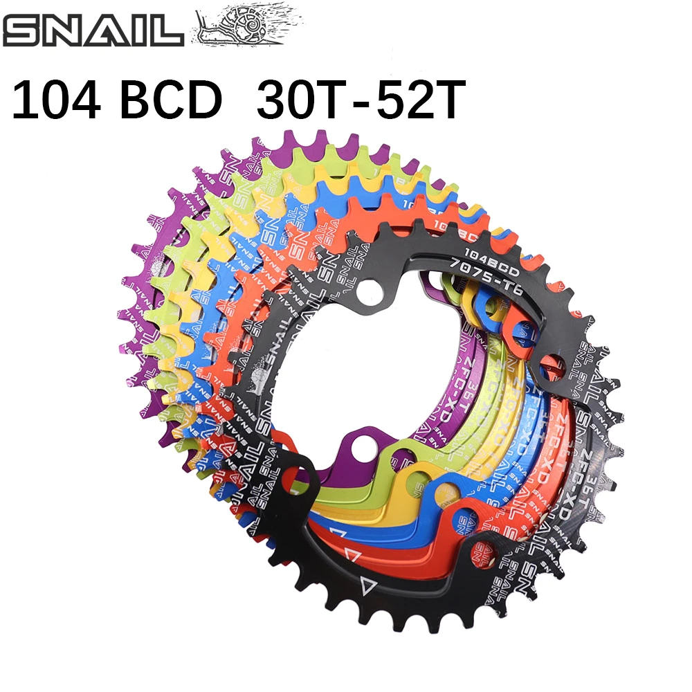 Snail Chainring 104bcd Round 30t 32t 34t 36t 38 Tooth Narrow N Wide Ultralight Tooth Plate Mtb ...