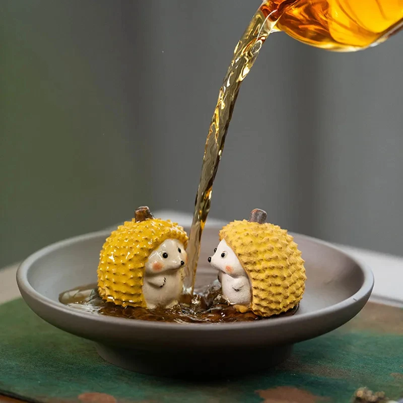 Purple-sand-tea-pet-handmade-durian-hedgehog-model-ornament-sculpture ...
