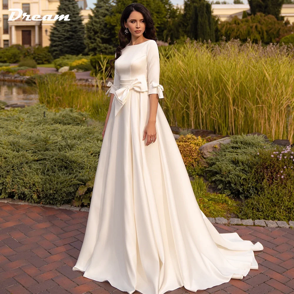 DREAM-Half-Sleeves-O-Neck-Elegant-Satin-Wedding-Dresses-Backless-A-Line-Pleats-Bridal-Gown-Sweep.jpg