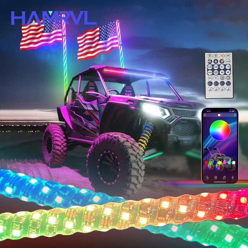 2FT-RGB-Flagpole-Light-Adjustable-20-Patterns-Off-road-Brake-Light-With ...