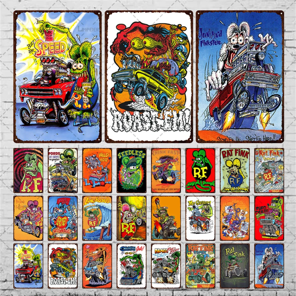 Rat Fink Metal Sign Classic American Style Cartoon Tin Plate Vintage ...