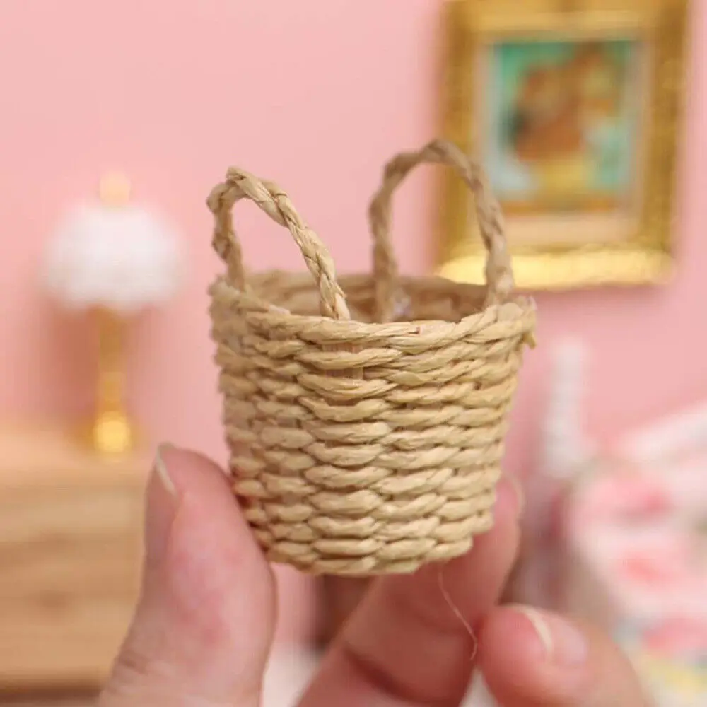Dollhouse-Miniature-Woven-Storage-Basket-Decora-o-de-brinquedo-de ...