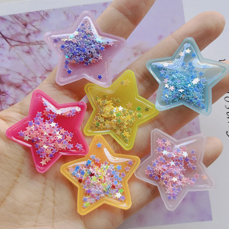 30pcs/lot PVC Star with Glitter Transparent Bling bling Flowing Patches ...