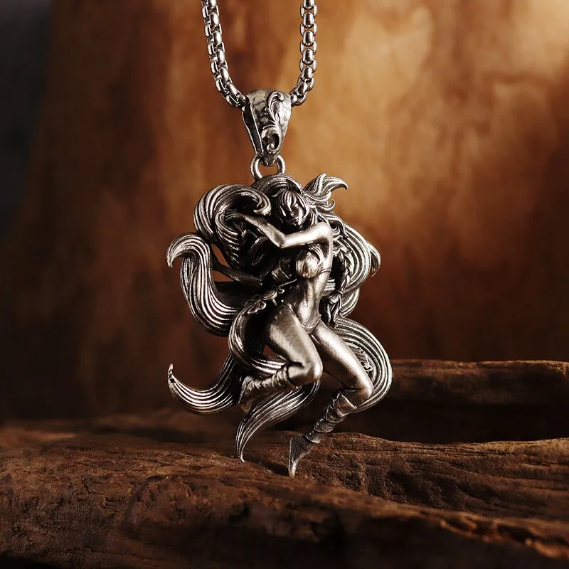 Delicate Nine Tailed Fox Demon Pendant Sexy Goddess Necklace for Couple ...