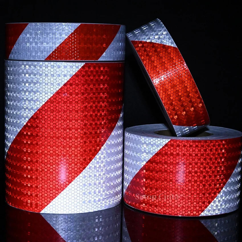 20cmx10m-Twill-Car-Warning-Strips-Reflectors-Stickers-White-Red-Reflect ...