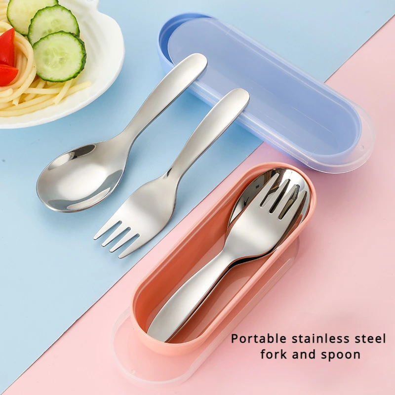 2-PCS-1-Set-Portable-Spoon-Fork-Tableware-Outdoor-Camping-Stainless ...
