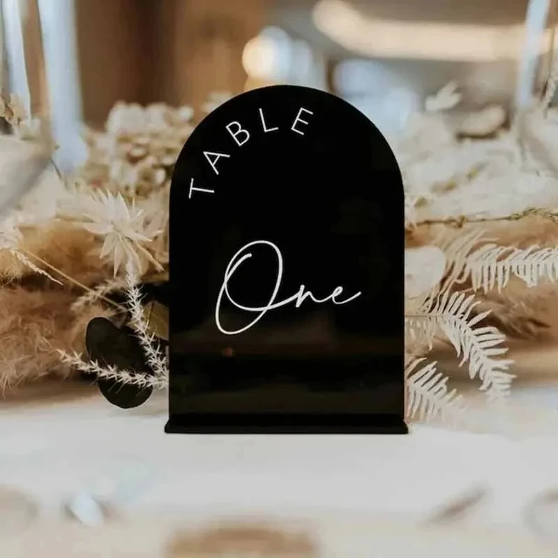 Black-Premium-Acrylic-Arch-Wedding-Table-Number-Signs-3D-Table-Numbers ...