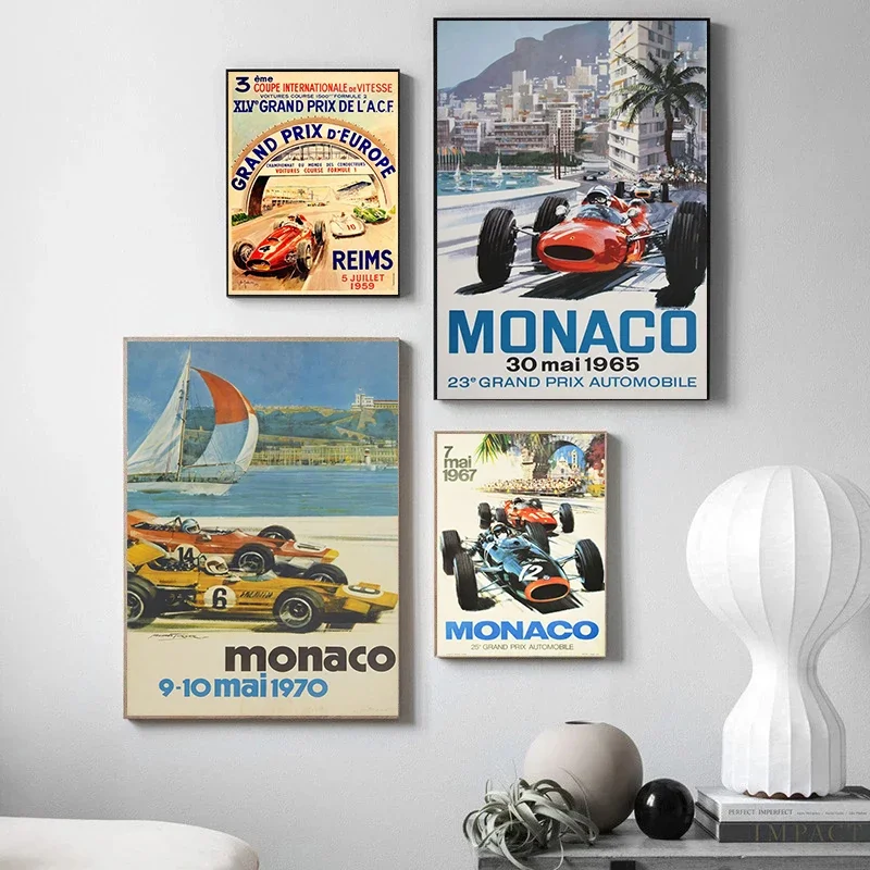 Monaco-Grand-Prix-Vintage-Car-Race-Canvas-Poster-Wall-Art-Print-para ...