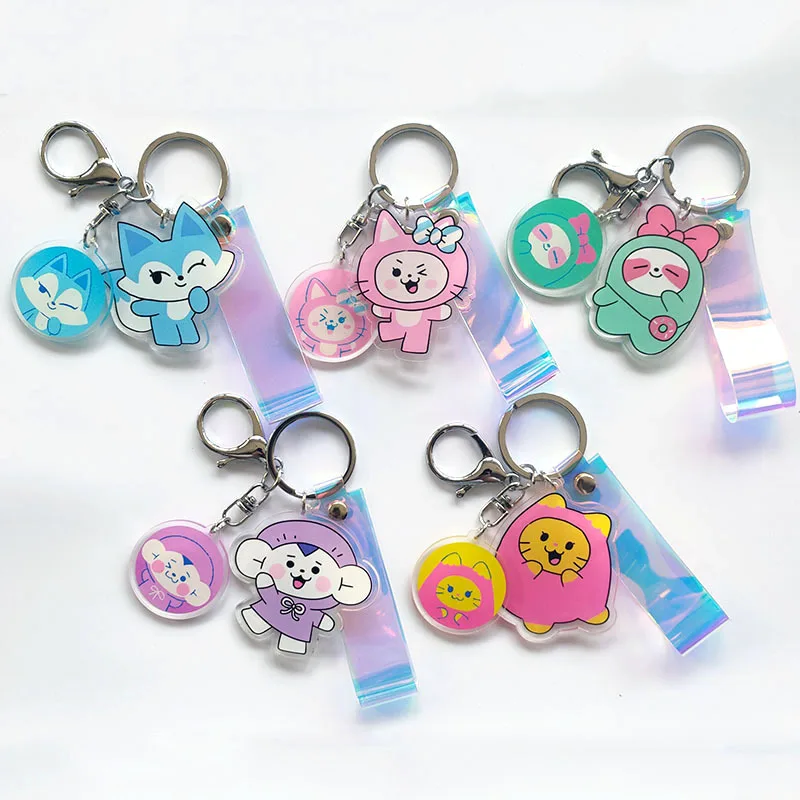 KPOP ITZY Doll Keychain With Laser Lanyard Acrylic Cartoon Pendant ...