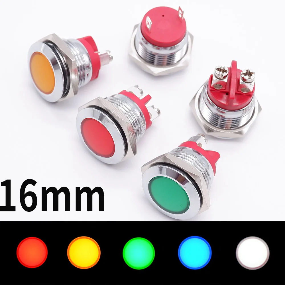 16mm-Metal-Indicator-Light-No-Wire-LED-Warning-Indicator-Round-Signal ...