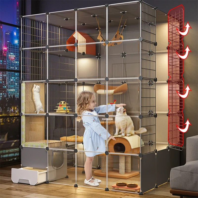 Cat Cages Home Indoor Cat House Super Large Free Space Cat Villa Cat ...