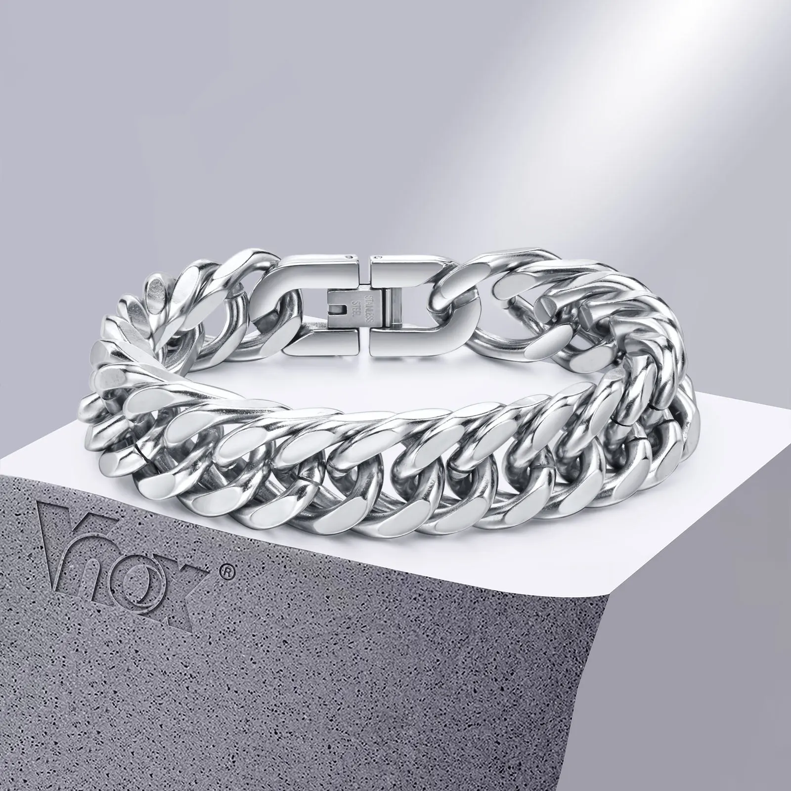 Vnox-A-o-Inoxid-vel-Cubano-Pulseiras-de-Corrente-para-Homens-Pulseira ...