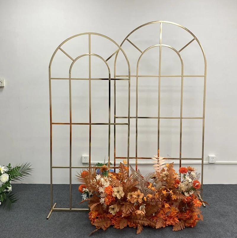 2pcs Shiny Gold Wedding Gilded Arch Screen Flower Stand Wedding ...