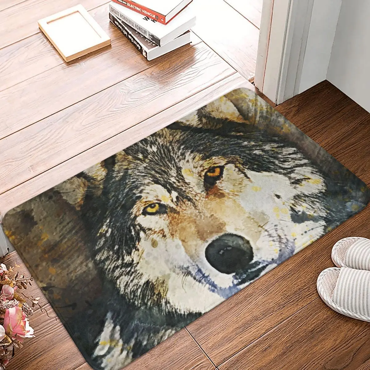 Animal Arts Anti Slip Doormat Living Room Mat Grey Wild Wolf Floor ...