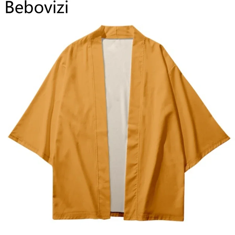 Cardigan Orange Yellow Beach Yukata Japanese Traditional Solid Color ...