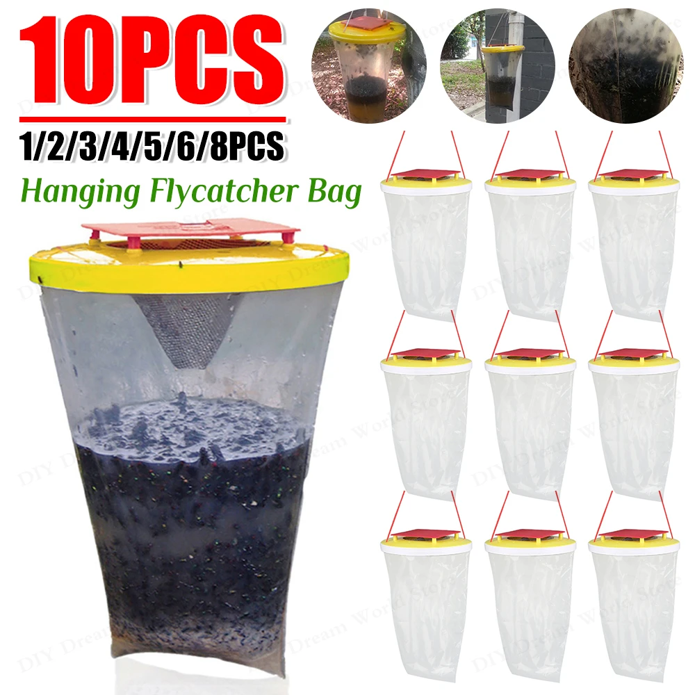1-10PCS Hanging Fly Trap Pack Disposable Fly Wasp Insect Bug Flies ...