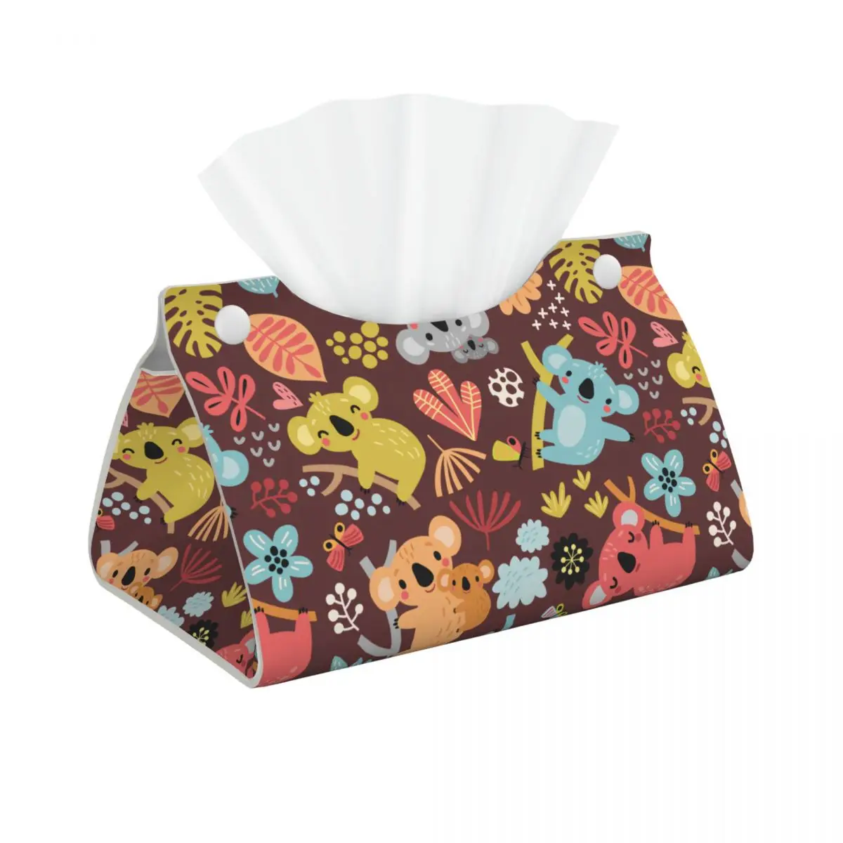 Custom Cartoon Australia Bear Koala Tissue Box Cover Rectangular PU ...