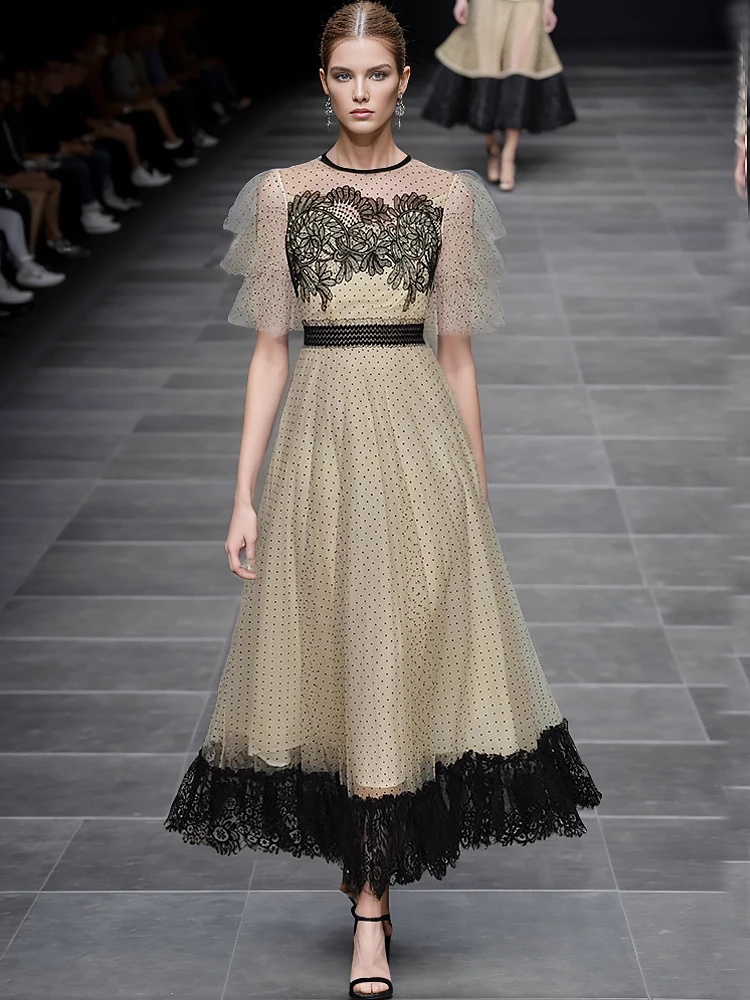 Designer-Women-S-Elegant-Party-Dress-Summer-New-Gorgeous-Lace-Mesh ...