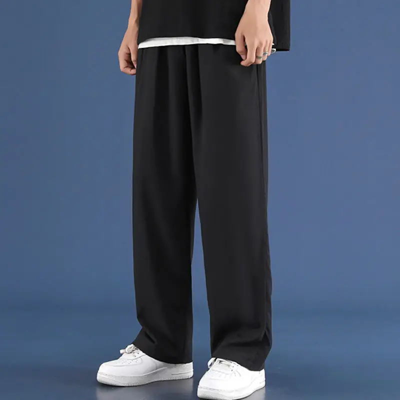 Men Ice Silk Sweatpants Drawstring Streetwear Harajuku Jogger Trousers ...