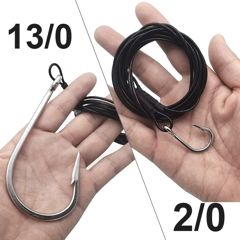 1pcs-Big-Game-Shark-Fishing-Hooks-with-9-8ft-Nylon-Coated-Cable-Leader ...