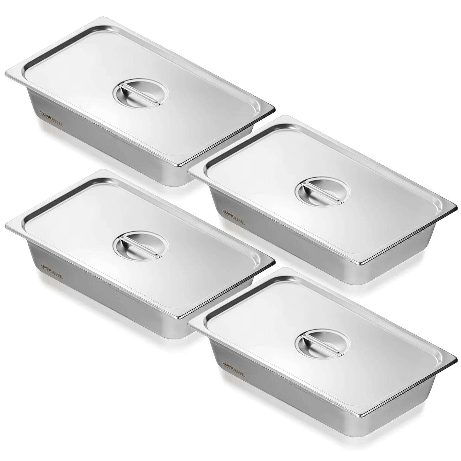 SucceBuy 4 Pack Hotel Pans Full Size Anti-Jam Steam Pan with Lid ...