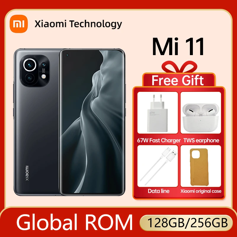 Global Rom Xiaomi Mi 11 Cellphone Snapdragon 888 Octa Core 128gb/256gb Xiaomi 11 Smartphone ...