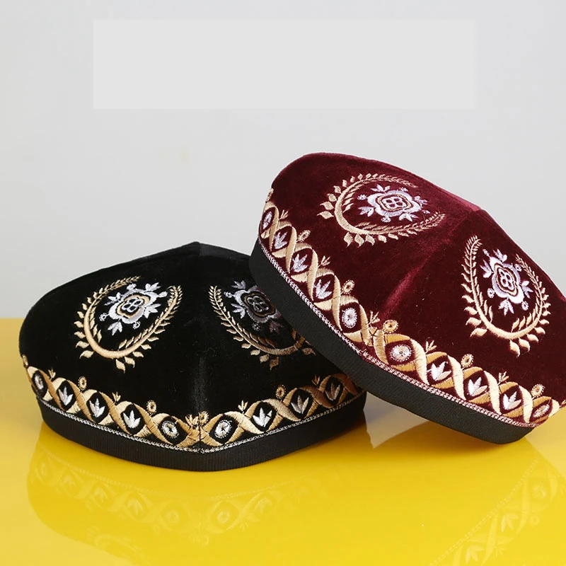 Xinjiang Hat Male Uygur Flower Hat Dance Male Adult Folding Flower Hat ...