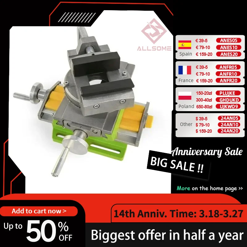 Rotary Table 90° 3 inch Cross Slide Drill Press Vise for Horizontal ...