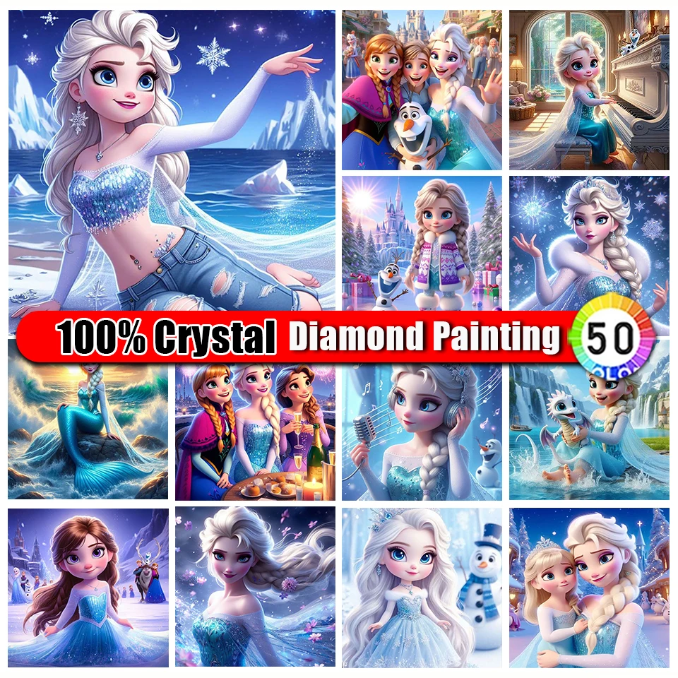 Picture-Size-100-Crystal-Diamond-Painting-Princess-Mosaic-Frozen-Elsa ...