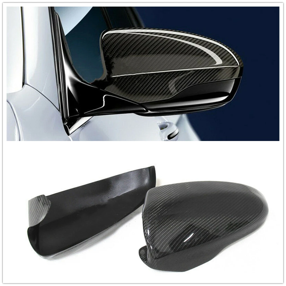 Carbon-Fiber-Mirror-Cover-Car-Exterior-Door-Side-Rearview-Reverse-Caps ...