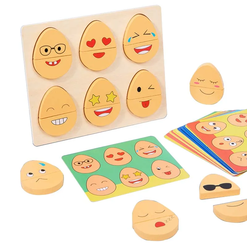 Montessori-Wooden-Face-Expressions-Matching-Block-Puzzle-Educational ...