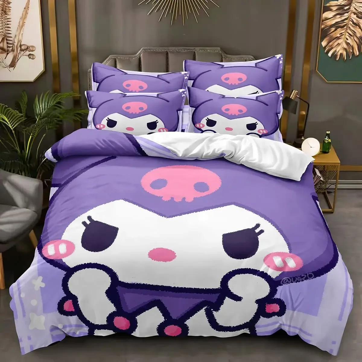 Sanrio-Kuromi-colcha-con-estampado-Kawaii-para-ni-os-funda-de-edred-n ...