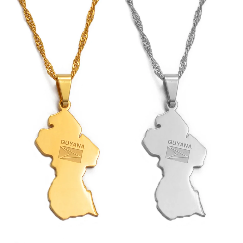 Anniyo-Guyana-Map-Flag-Pendant-Necklace-Women-Girls-Gold-Color-Guayana ...
