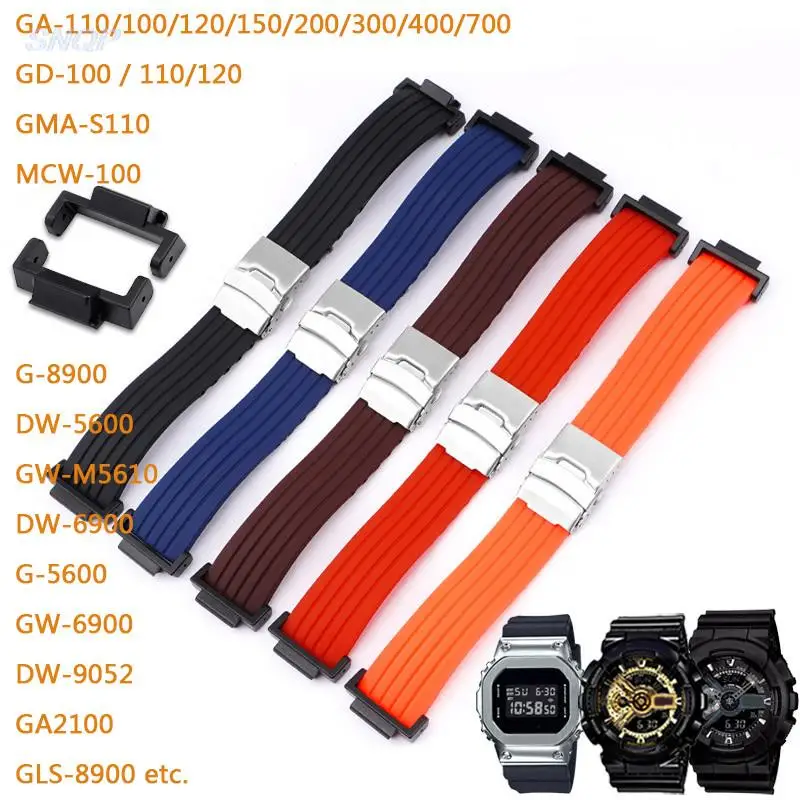 Silicone Watch Strap for Casio G-Shock GA-2100 GA-110 GD-100 DW-5600 ...